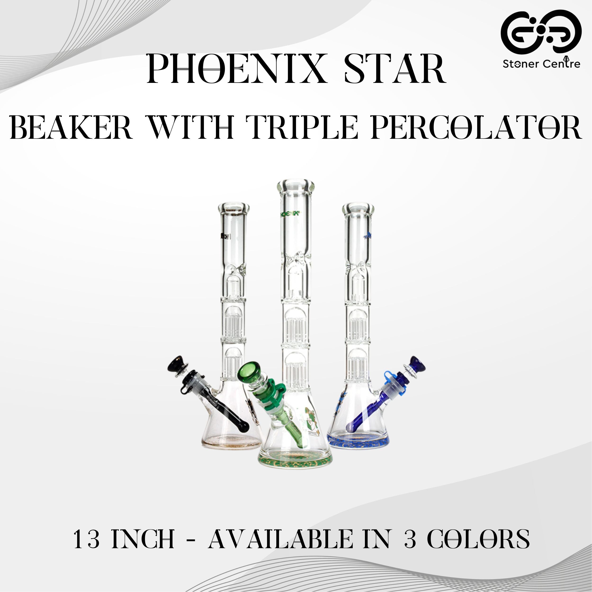 Glass Bong | PHOENIX STAR BEAKER 13 INCH WITH TRIPLE PERCOLATOR – Stonercentre.com