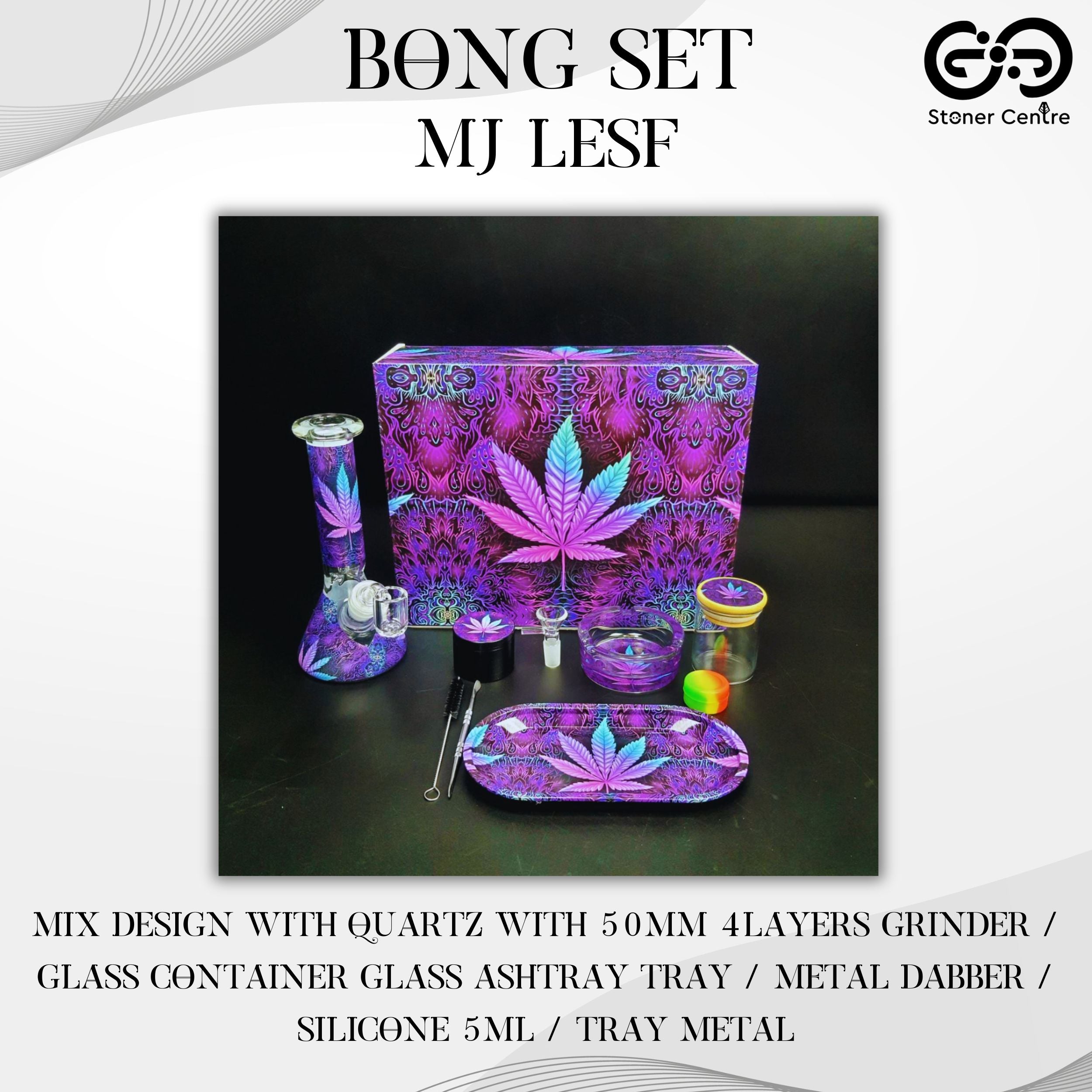BONG SET (MIX DESIGN WITH QUARTZ) | MJ LESF – Stonercentre.com