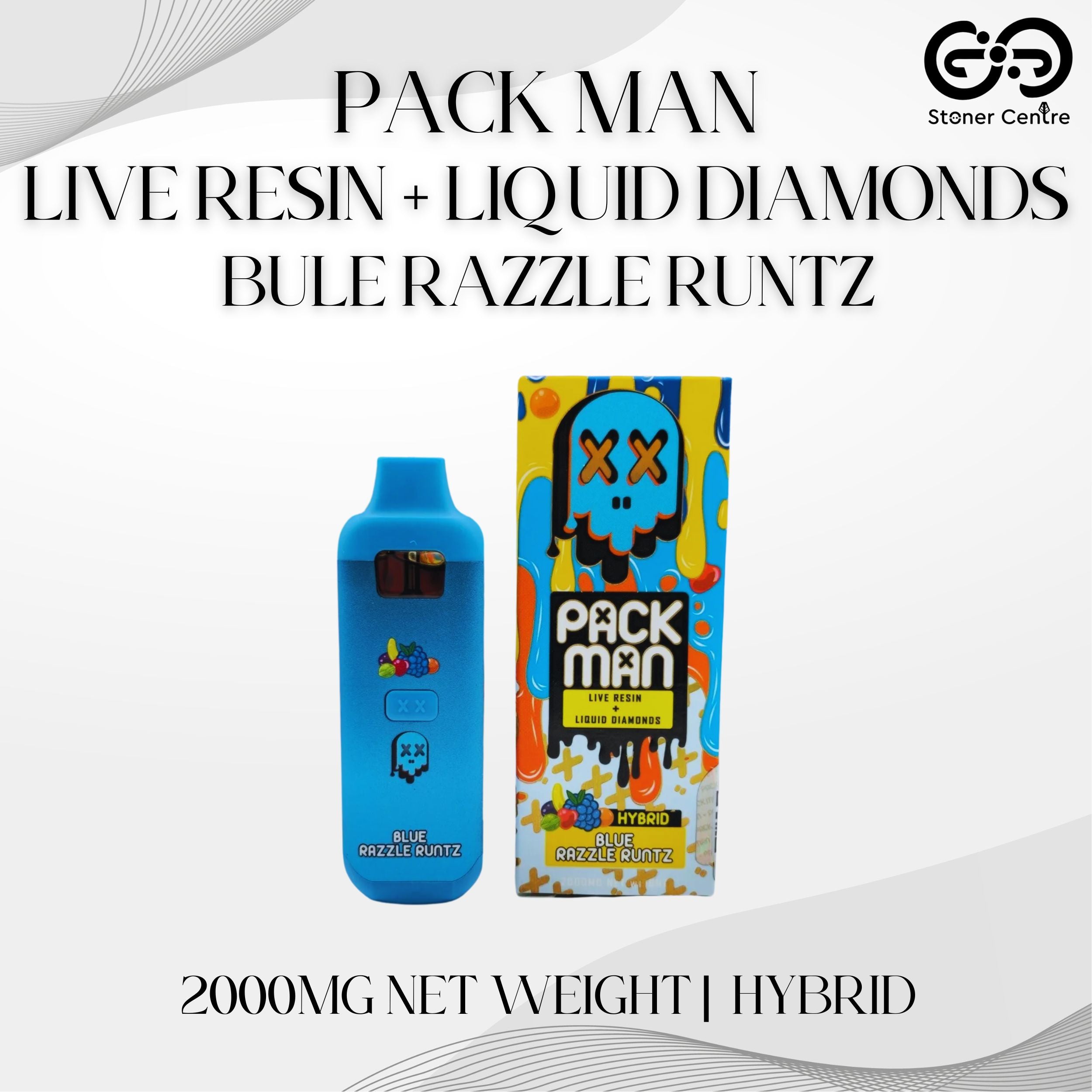 PACK MAN - LIVE RESIN + LIQUID DIAMONDS 2.0ML | BLUE RAZZLE RUNTZ : HY ...