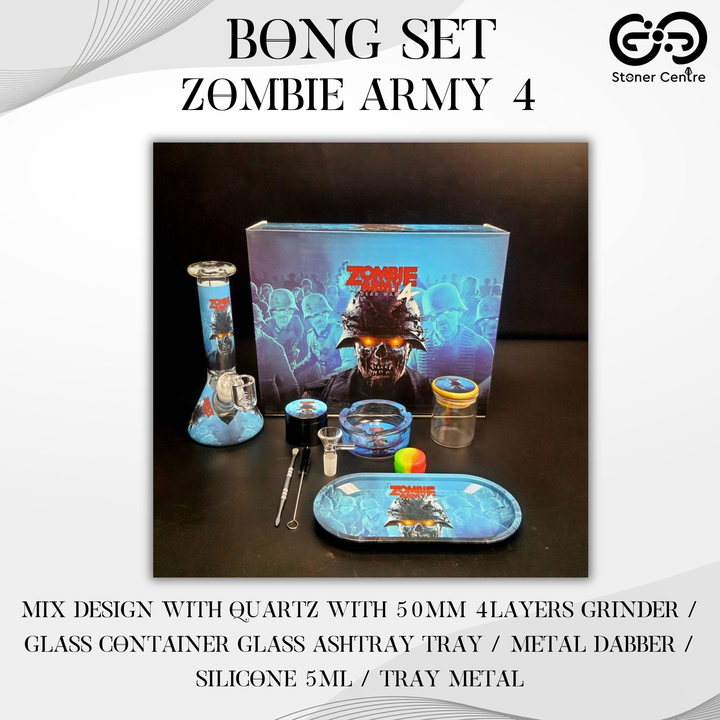 BONG SET (MIX DESIGN WITH QUARTZ) | ZOMBIE ARMY 4 – Stonercentre.com